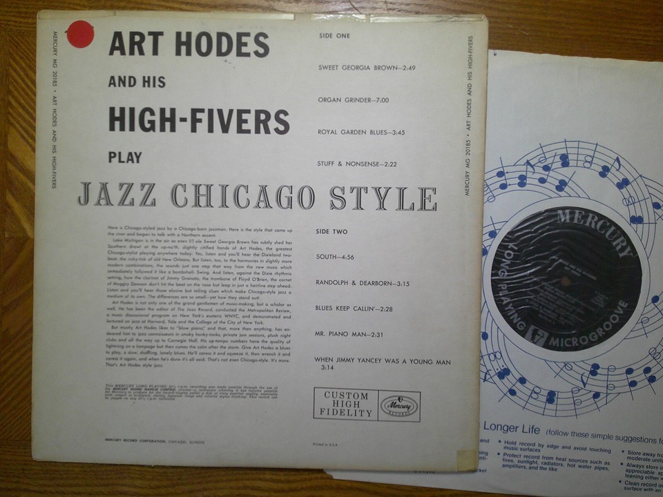 MERCURY LP RECORD MONO /ART HODES/CHICAGO STYLE/VG+/EX JAZZ 1957 | eBay
