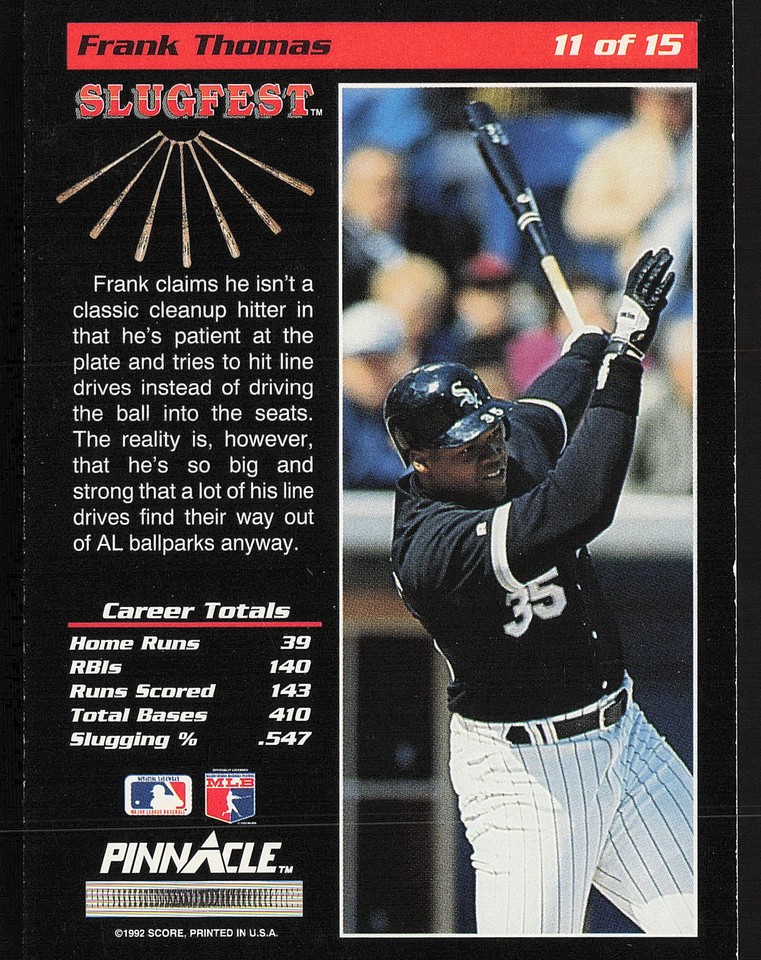 1992 Pinnacle #11 Frank Thomas Slugfest | eBay