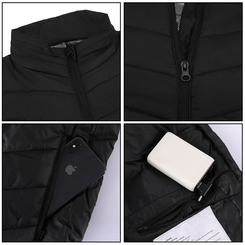 Heated Vest 15 Heating Zones Electric USB Jacket Winter Warm Men Women ...