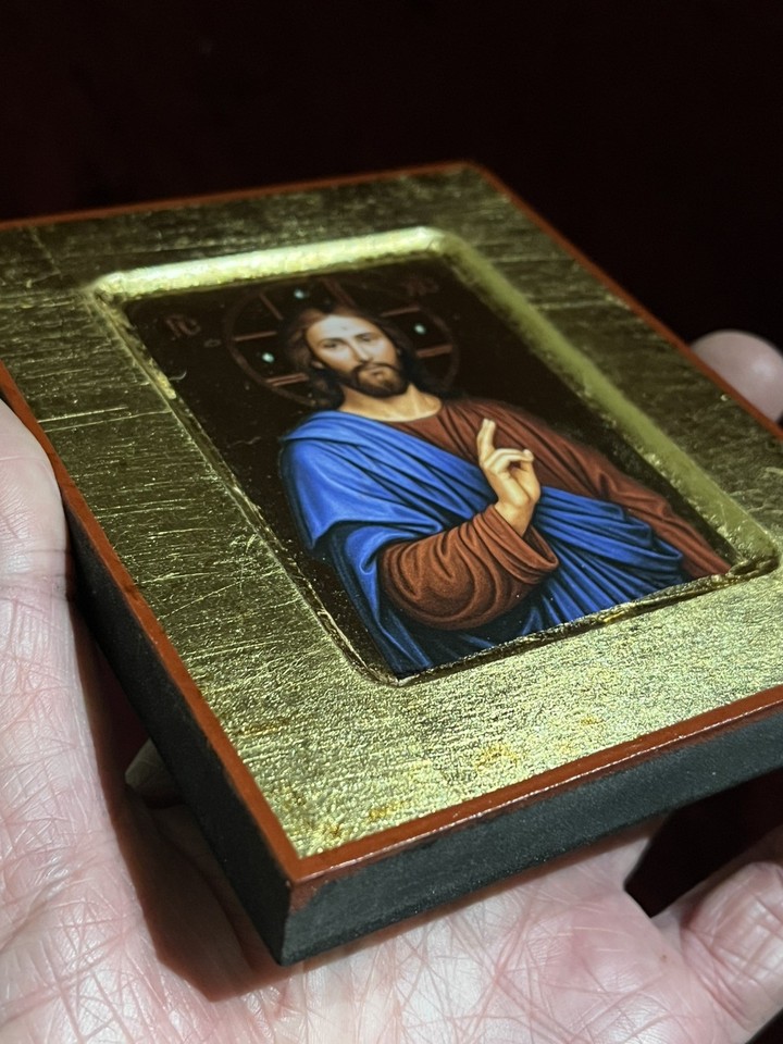 Jesus Christ Pantocrator icon - Christian Orthodox Catholic Greek 13cm ...