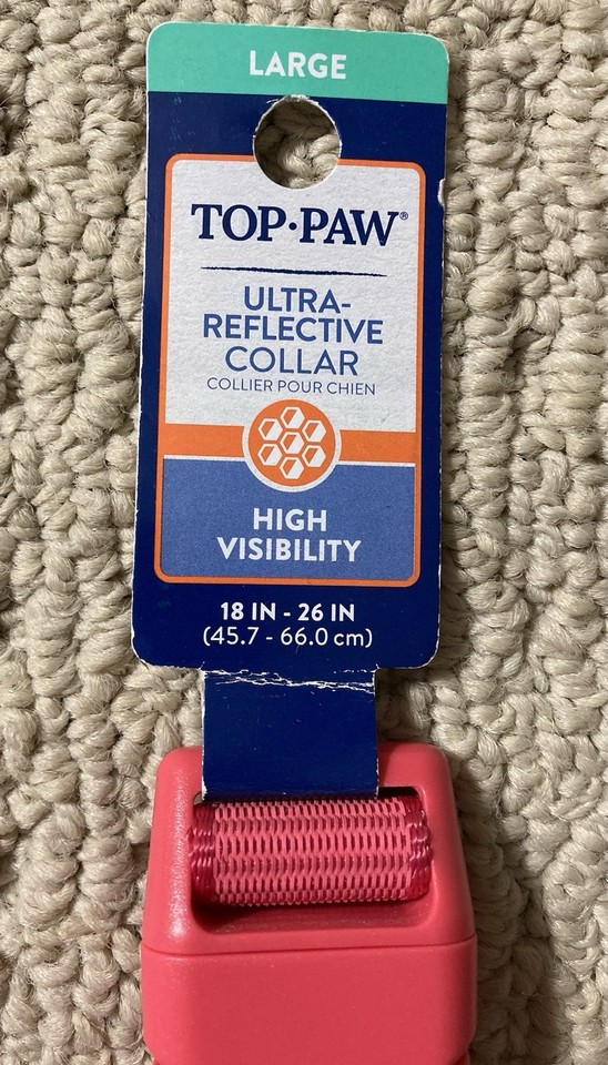 Top Paw Adjustable Dog Collar High Visibility Ultra Reflective LARGE 18 ...