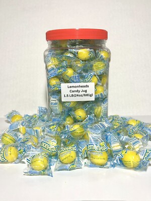 Ferrara Lemonhead Candy Bulk Container 1.5LB Sour Tart Lemon Candy Jar ...