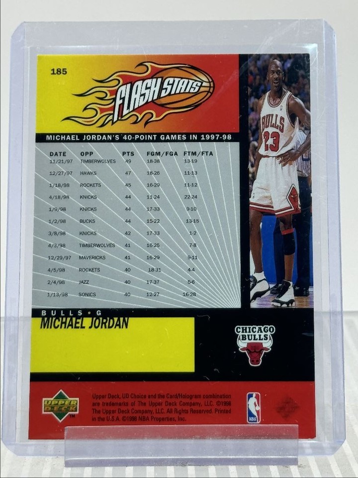 MICHAEL JORDAN 1998-99 UPPER DECK CHOICE BASKETBALL FLASH STATS Q2747 ...