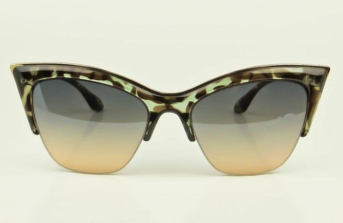 Cat Eye Semi Rimless GOLD Rim RITA Tryst PinUp Razor Big Mosaic ...