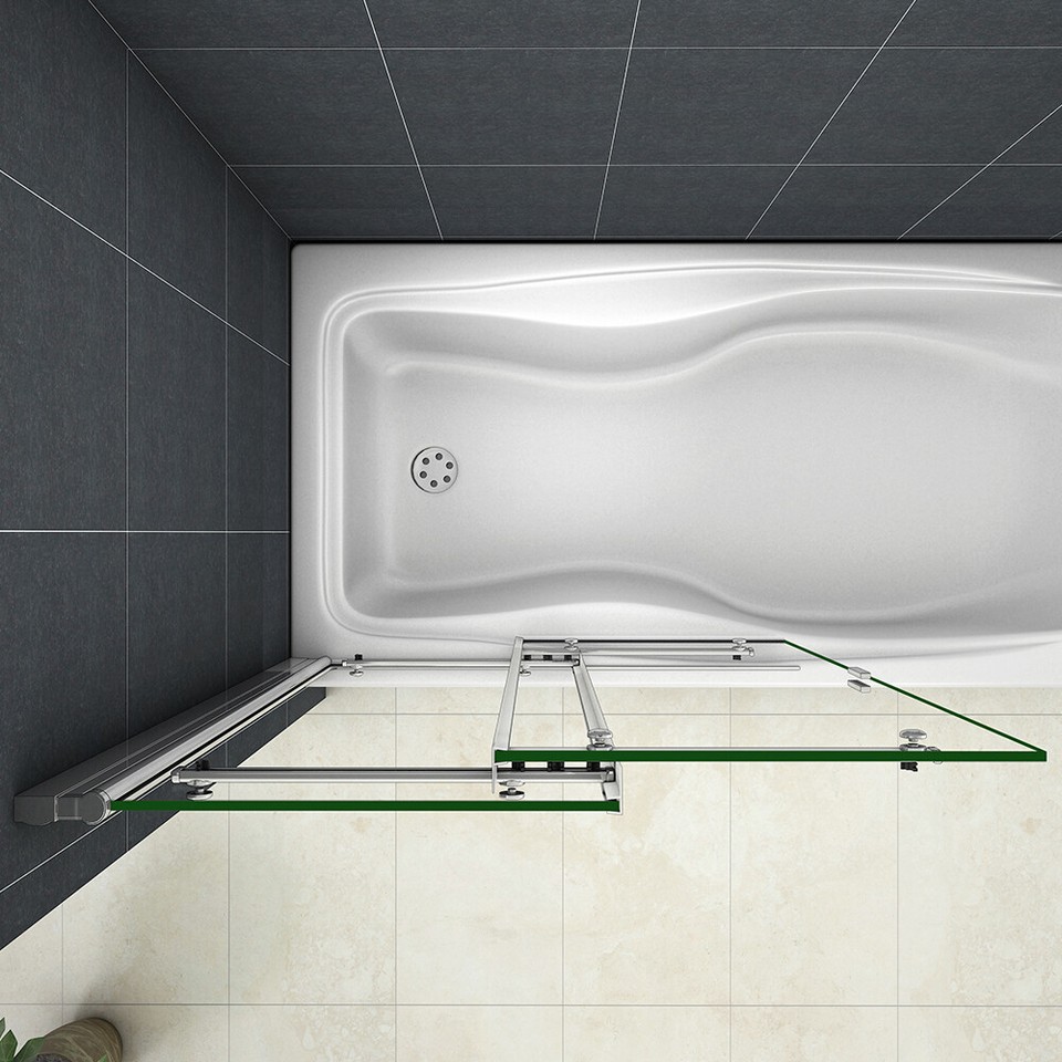 900x1400mm Chrome Bathroom Sliding Over Bath Shower Screen 6mm Safety ...