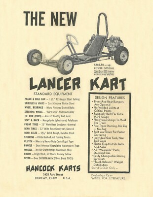 Vintage & Rare 1960 Hancock Lancer Kart Go-Kart Ad | eBay