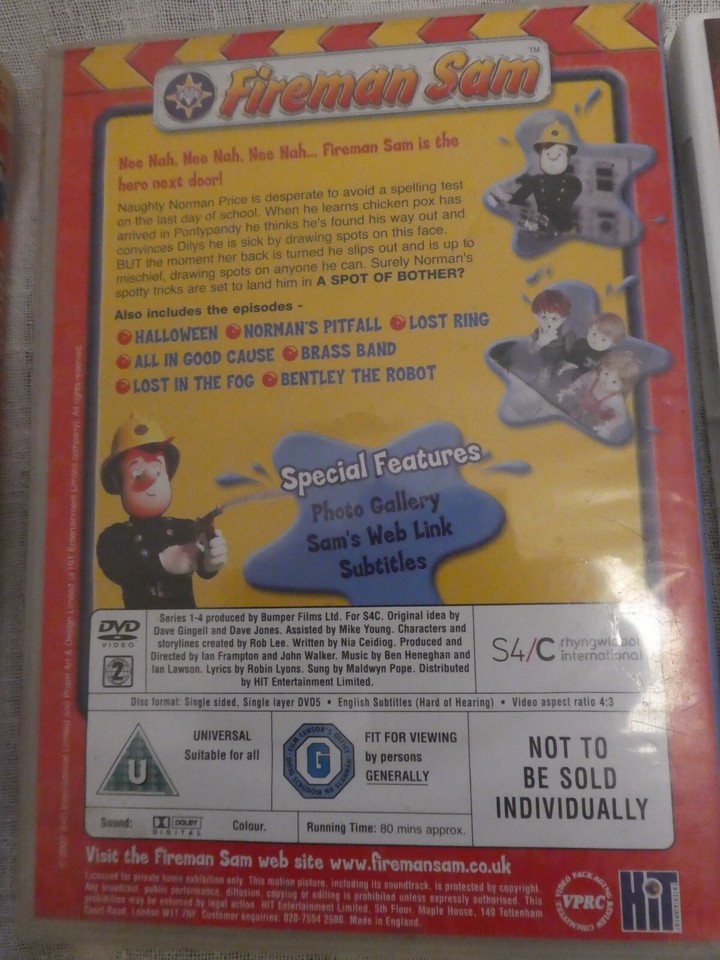 6x Children's DVDs: Fireman Sam, Fantastic Mr Fox, Tweenies, Go Bananas ...