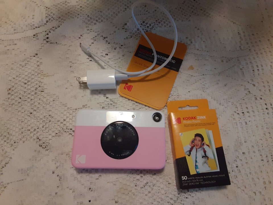 Pink KODAK Printomatic Digital Instant Print Camera, Comes With 50 Zink ...