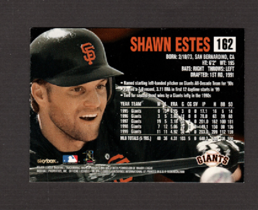 Baseball Card - Shawn Estes - Giants - Skybox - 2000 - Card #162 | eBay