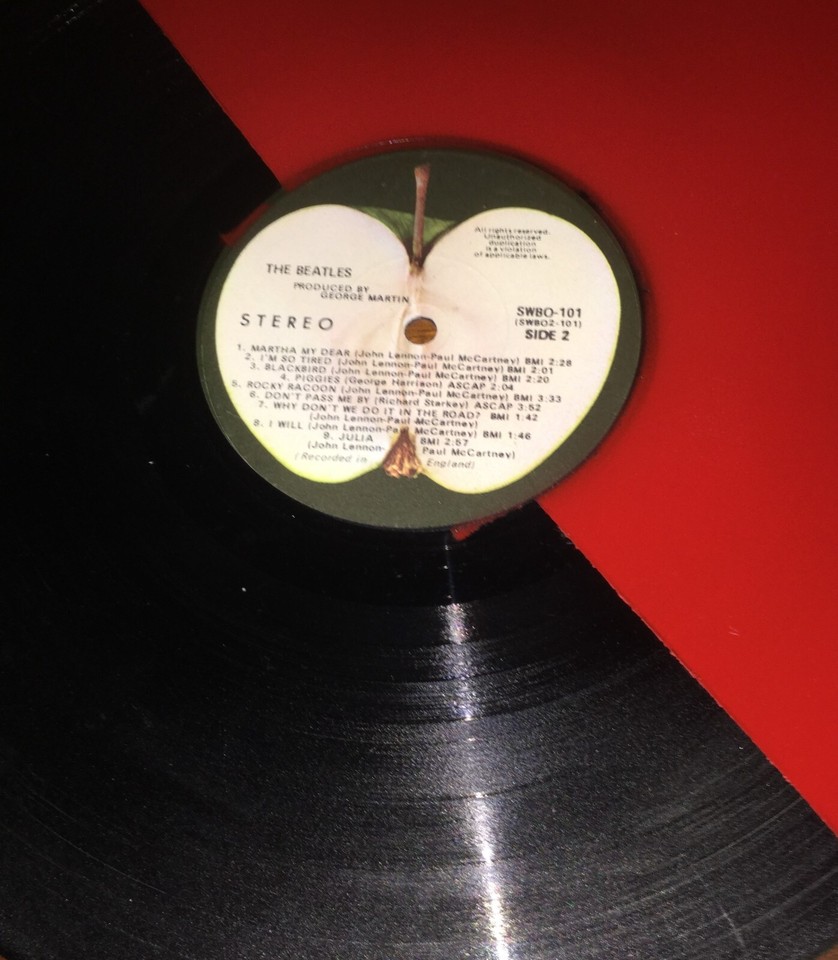 BEATLES "WHITE ALBUM"SIDE 2 APPLE RED/BLACK VINYL ALBUM RECORD-PAINTED ...