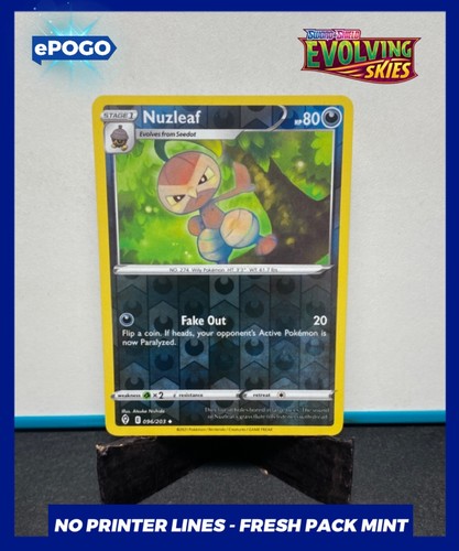 Nuzleaf 096/203 Reverse Holo - Pokemon TCG Evolving Skies Pokémon Card ...
