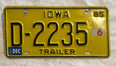LICENSE PLATE IOWA DEALER D-2235 1985 TRAILER | eBay