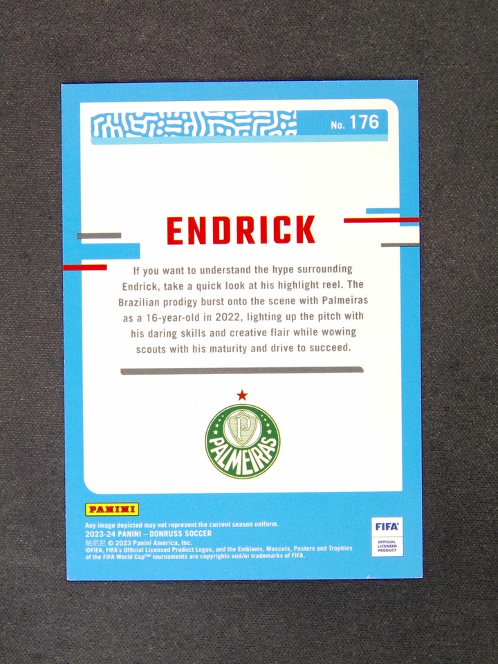2023-24 Panini Donruss Soccer FIFA Endrick #176 RC Rated Rookie Teal ...