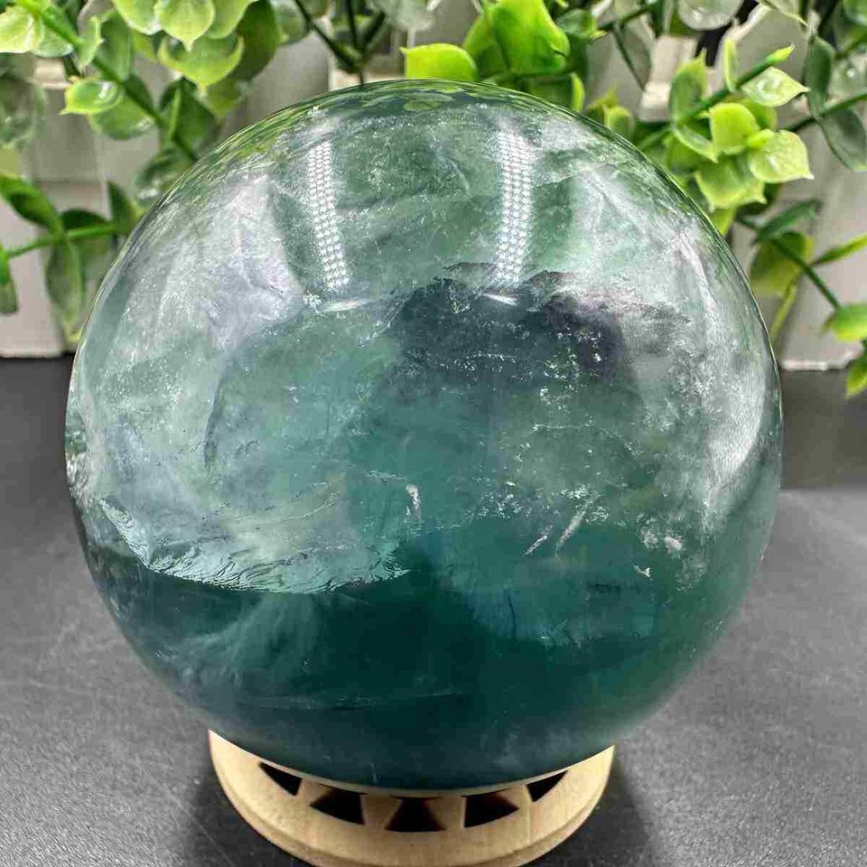 555g Natural Feather Fluorite Quartz Sphere Crystal Ball Reiki Healing ...