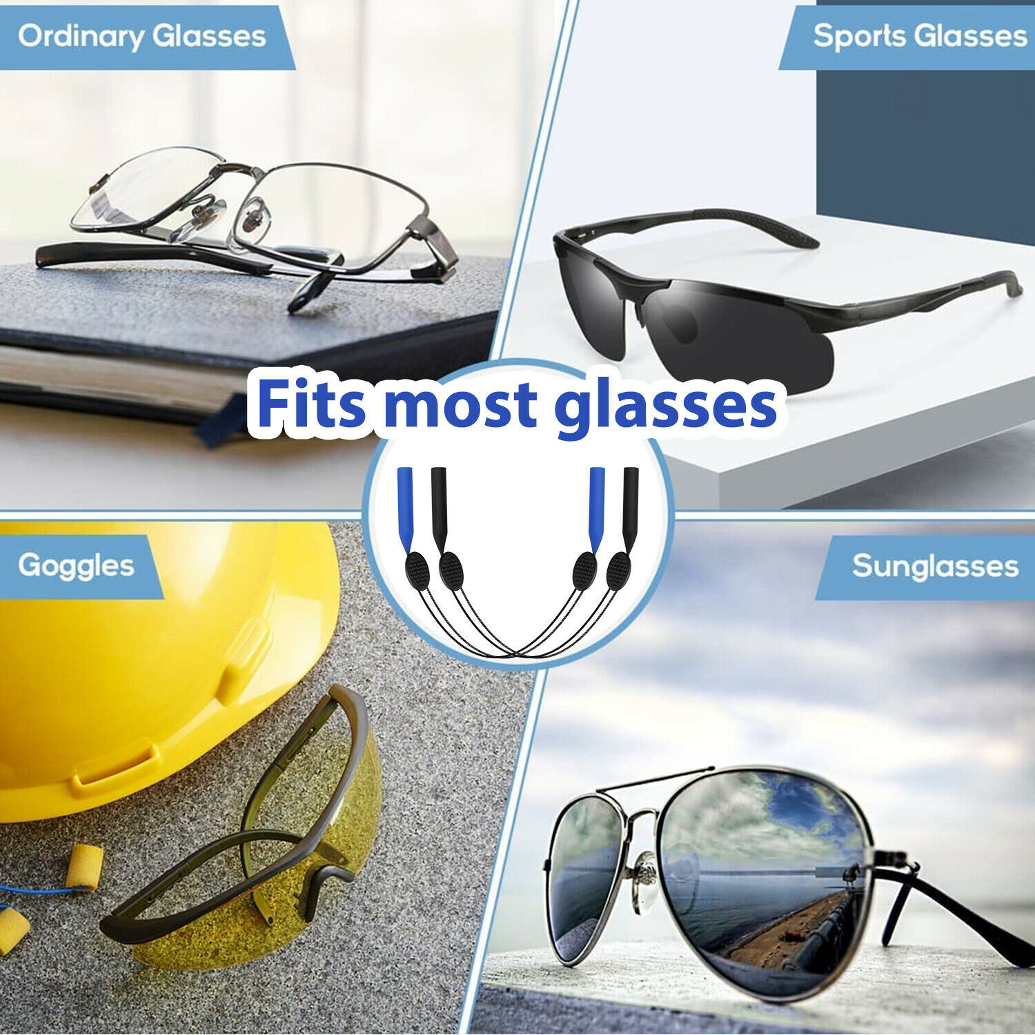 4× Sports Sunglasses Neck Cord Strap Eyeglass Glasses String Lanyard ...