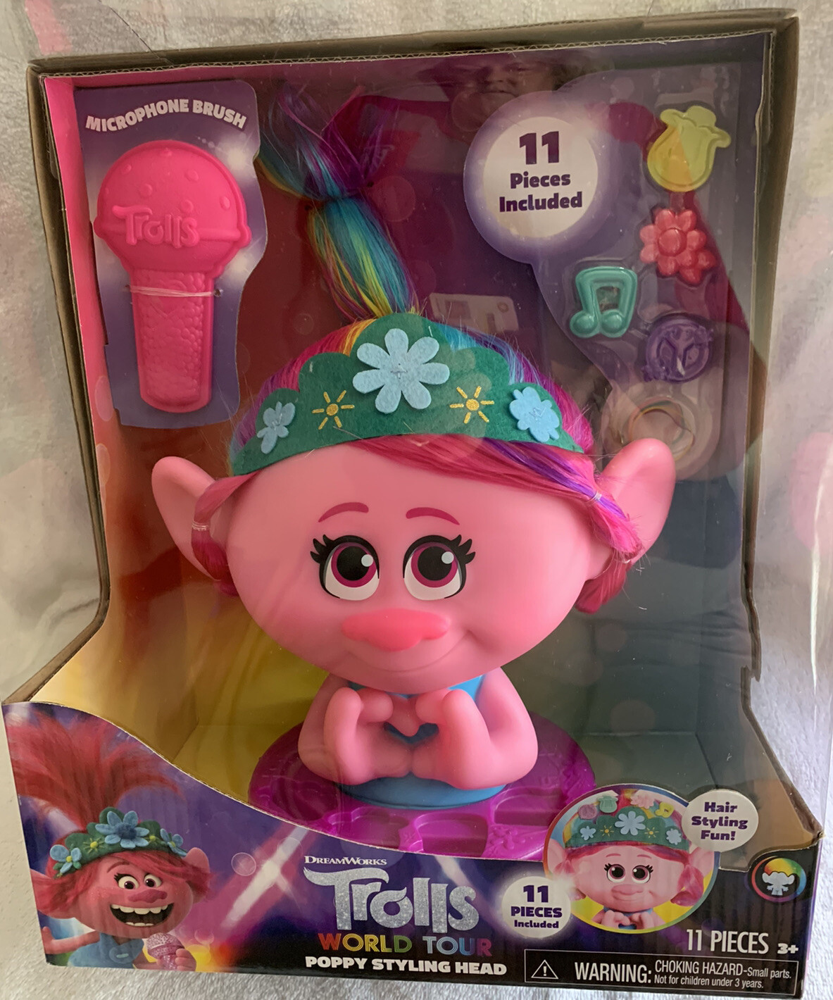 NEW TROLLS DREAMWORKS WORLD TOUR POPPY STYLING HEAD 11pcs NIB 12” | eBay