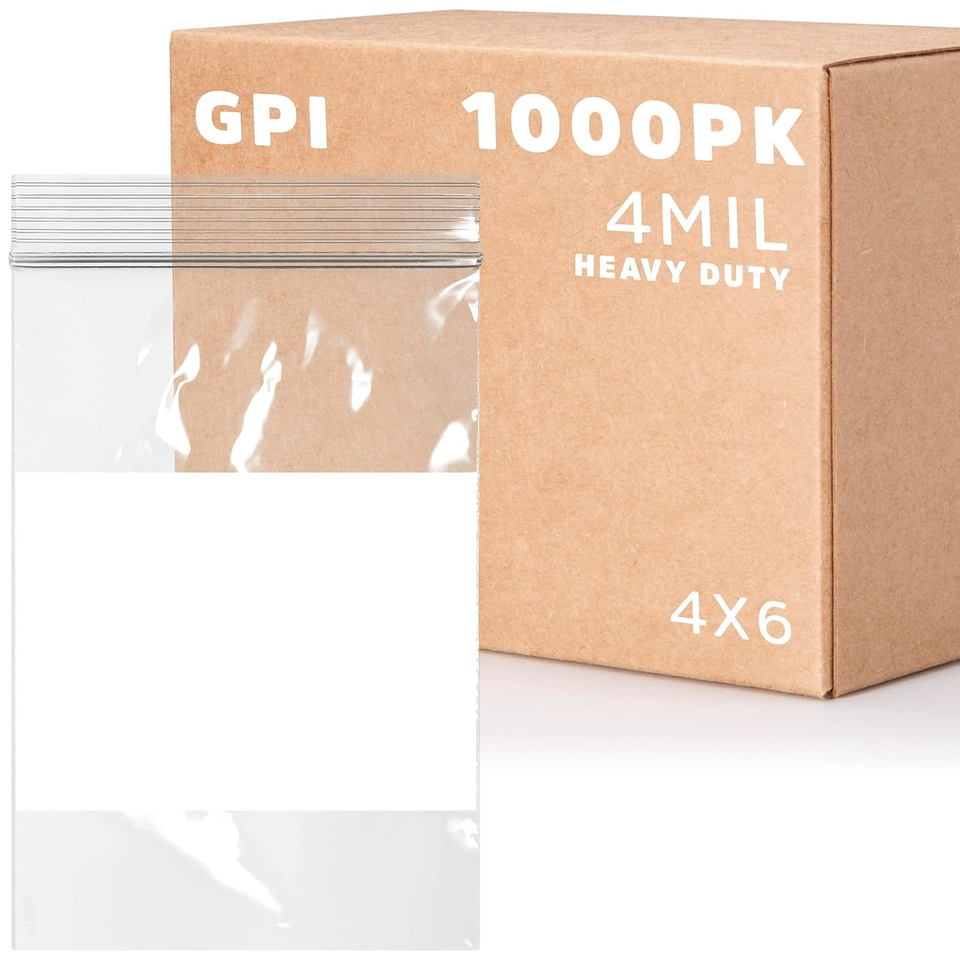 1000 4x6 4 Mil Heavy Duty Clear Ziplock Bags White Block Resealable ...