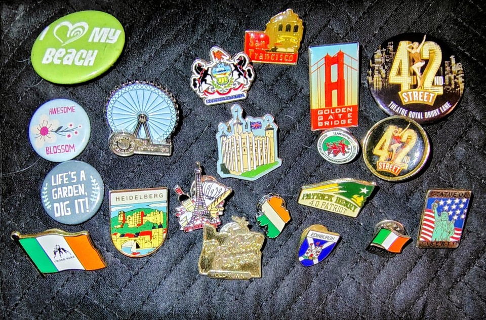 Different Country Pins, London, Ireland, San Francisco Plus Fun Flair ...