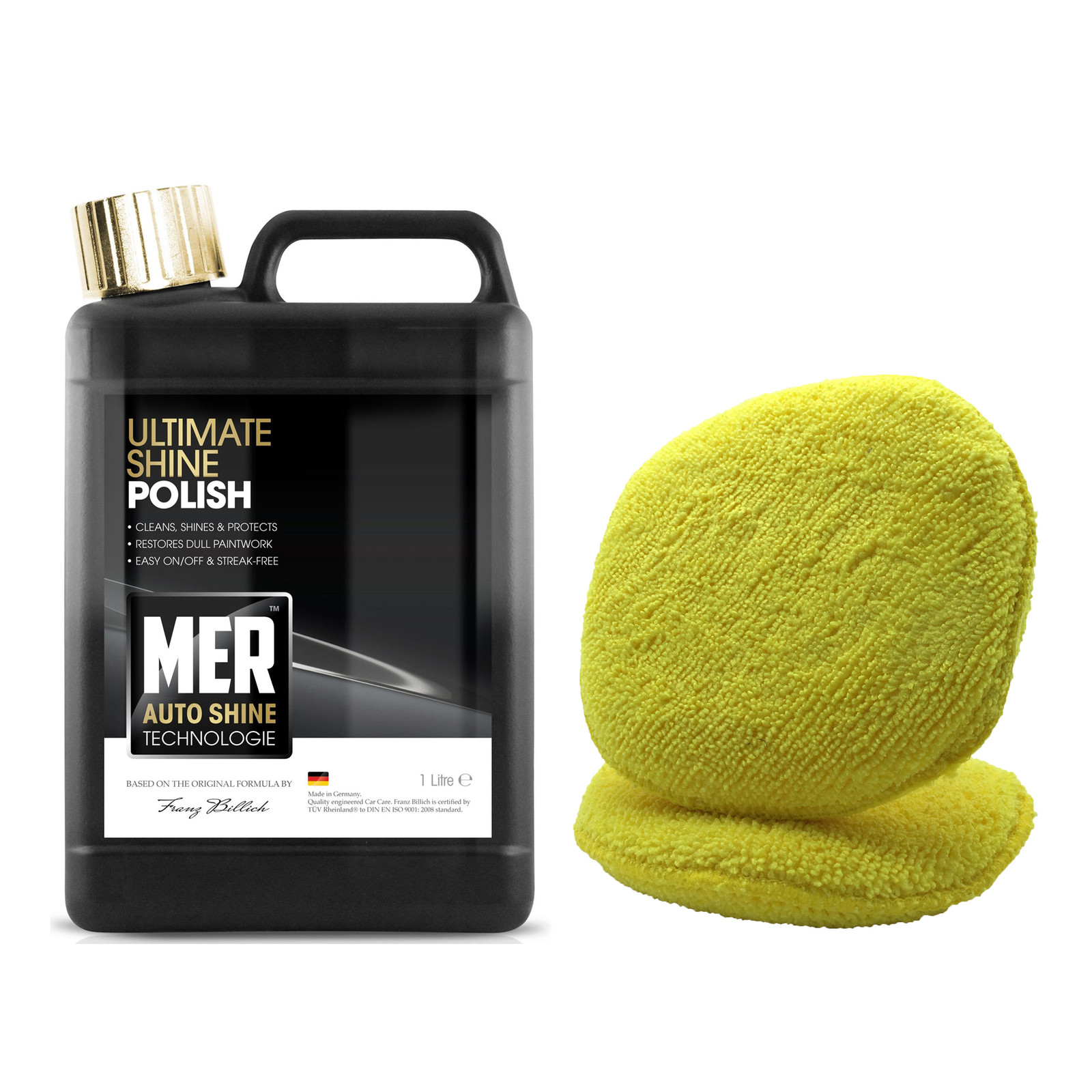 Mer Ultimate Shine Car Polish Wax Cleaner Protector 1L + 2 Microfibre ...