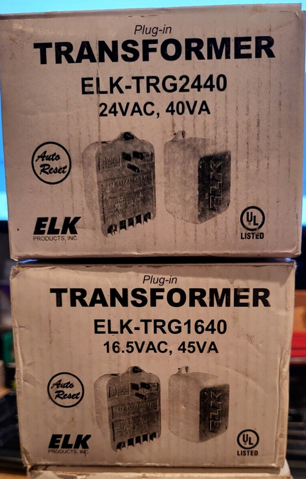 ELK 1 Model Elk-TRG2440 24VAC,40VA and 1 Model Elk-TRG1640 16.5VAC,45VA ...