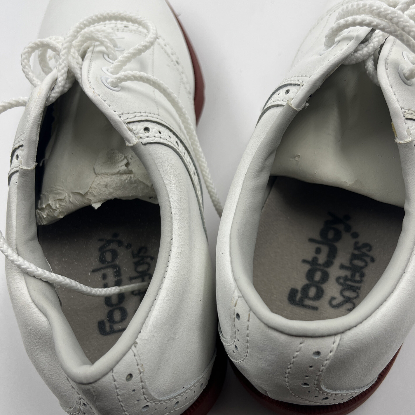 Footjoy Softjoy Mens White Golf Shoes 7.5 Spikes Cleats Style 53934 | eBay