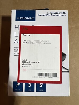 Insignia 3,000 mA High-Output Universal AC Adapter NS-AC3000 w/ 7 ...