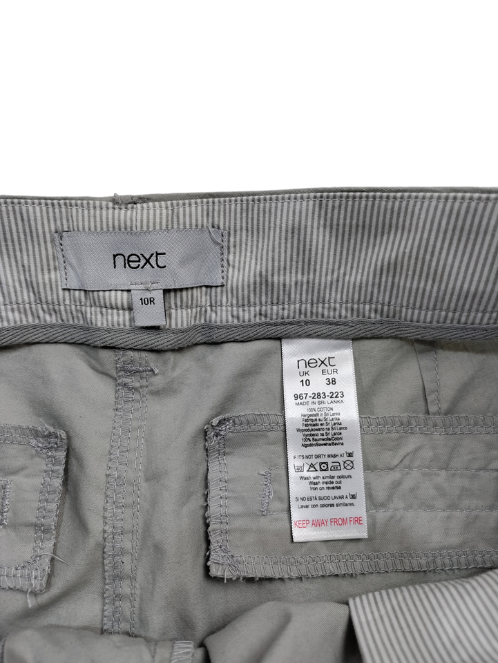 WOMENS NEXT UK 10R LIGHT GREY COTTON SMART CASUAL BASIC SUMMER CROPPED ...
