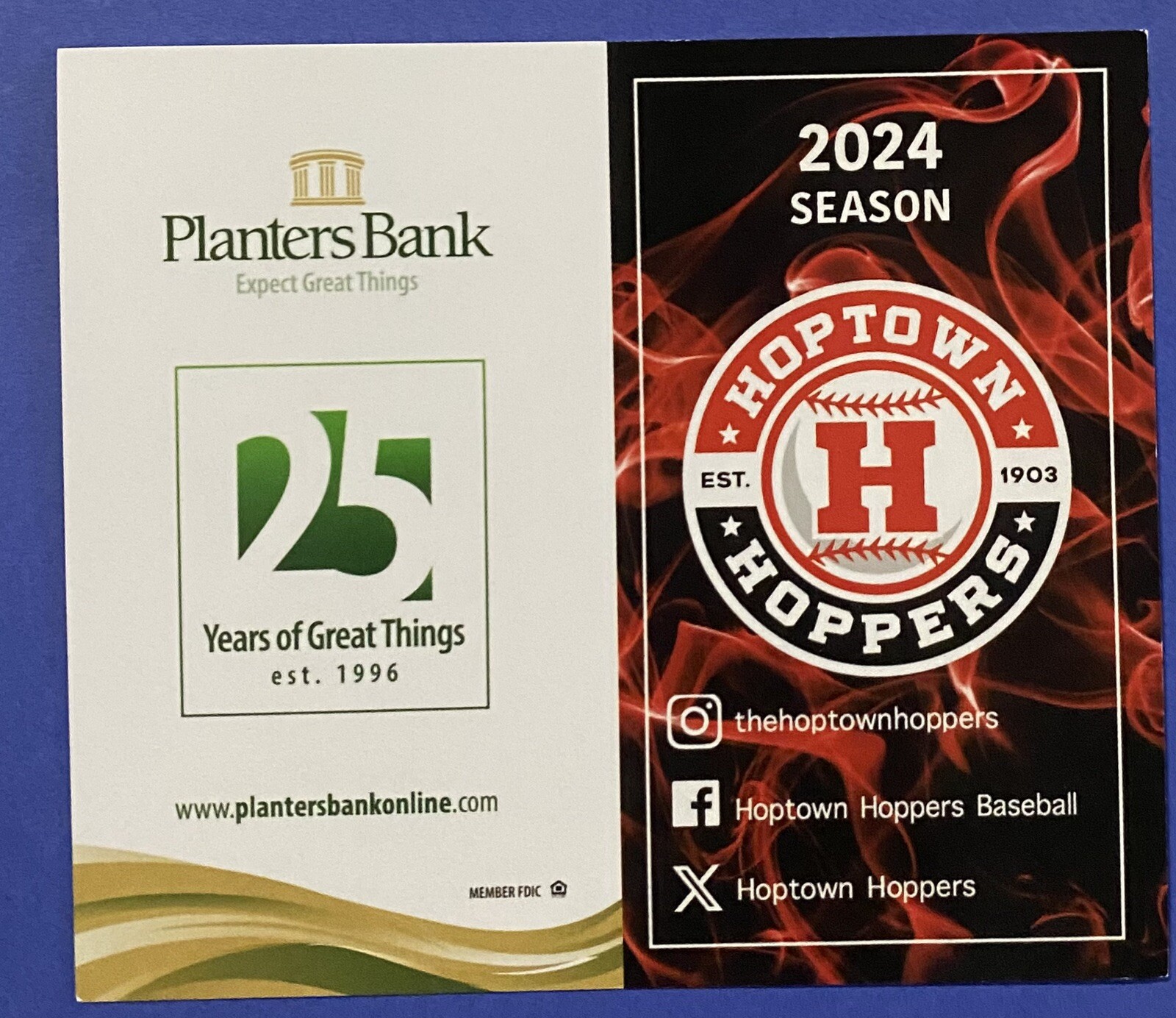 2024 HOPTOWN HOPPERS Schedule ⚾️ Minor Baseball Sked Not 2023 | eBay