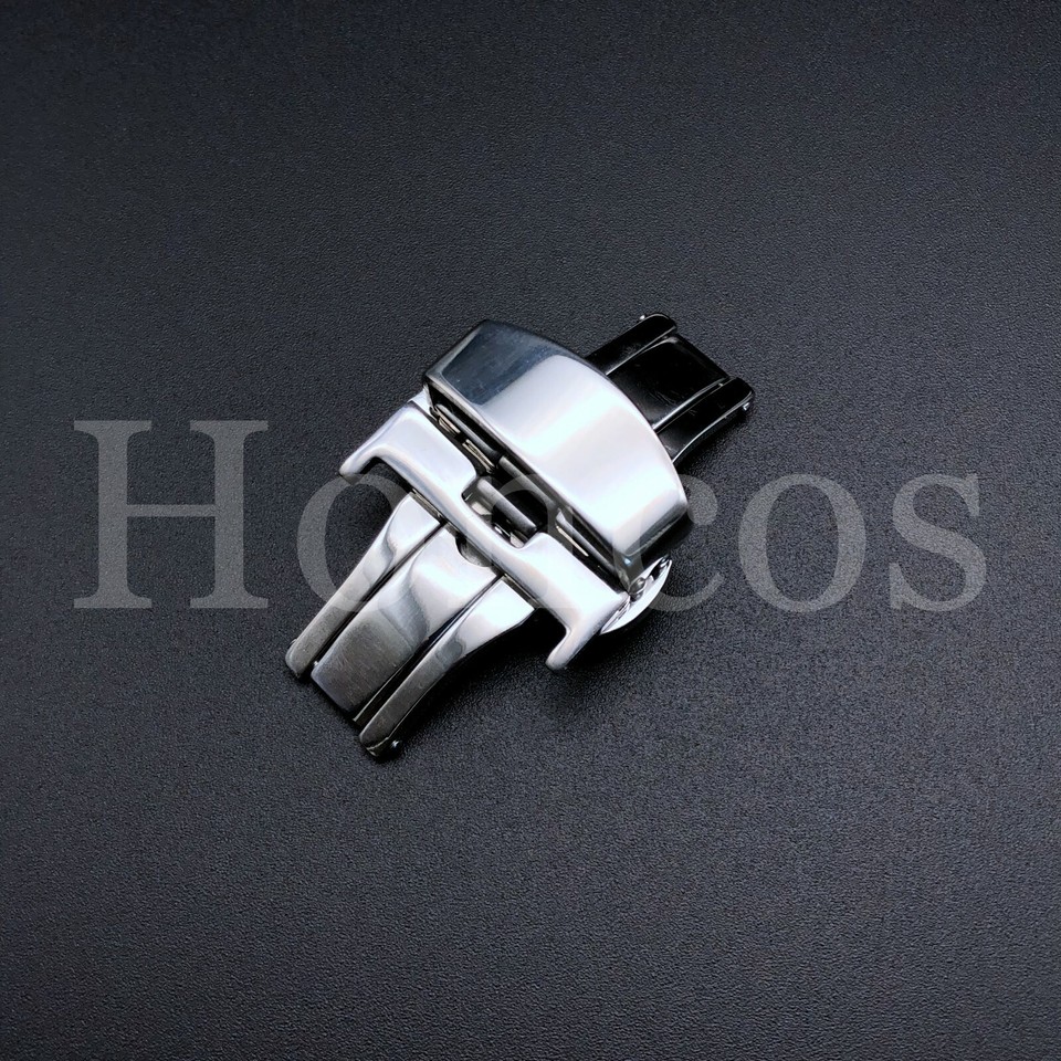 20MM BUTTERFLY LEATHER WATCH BAND DEPLOYMENT BUCKLE CLASP PUSH BUTTON ...