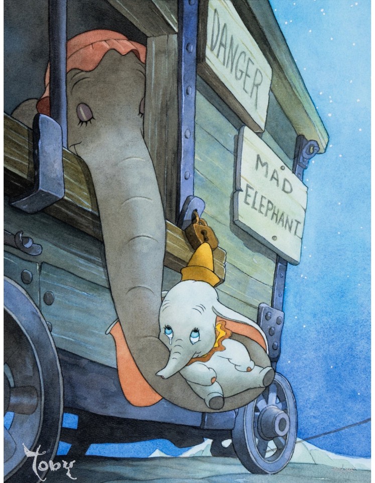 DUMBO and MRS. JUMBO TWICE SIGNED TOBY BLUTH DISNEY GICLEE CEL Baby ...