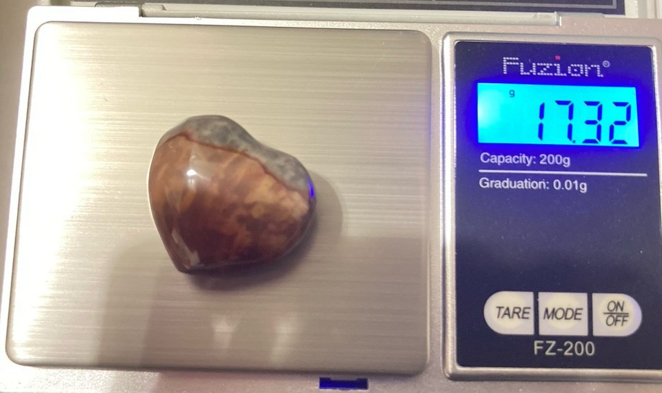 2x Red Brown Orange Polychrome Jasper Crystal Carved Reiki Heart Palm ...