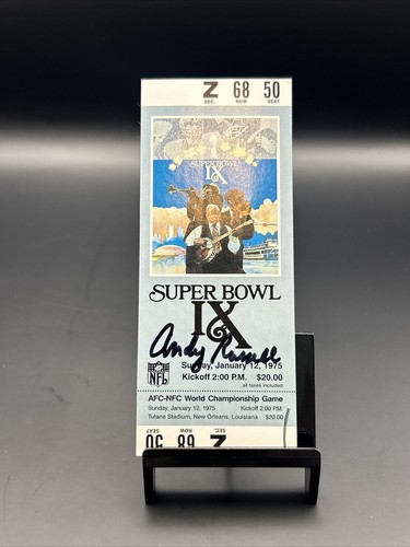 Andy Russell Signed Autographed Super Bowl IX Replica Ticket Steelers w ...