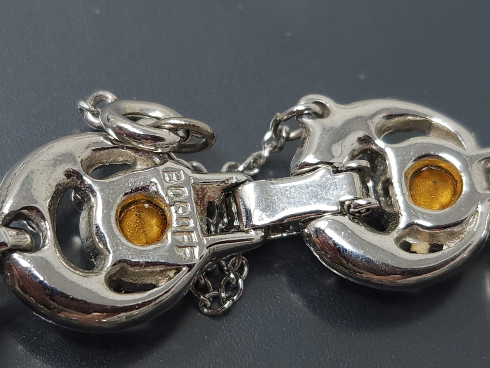 Vintage Henry Bogoff White Rhinestone Silver tone Bra… - Gem