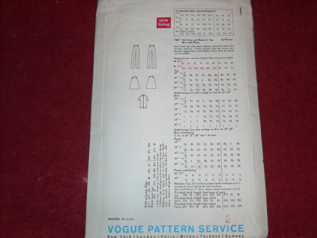 🌻 1968 VOGUE #7589 - LADIES CUTE RETRO TOP w/TABS - SKIRT & PANTS ...