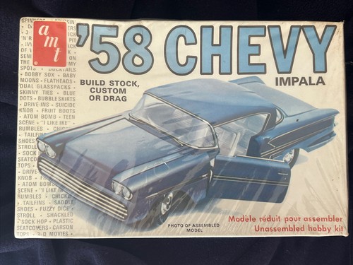 Vintage Rare 1960's AMT '58 Chevy Impala Model Kit T273 - New Open Box ...