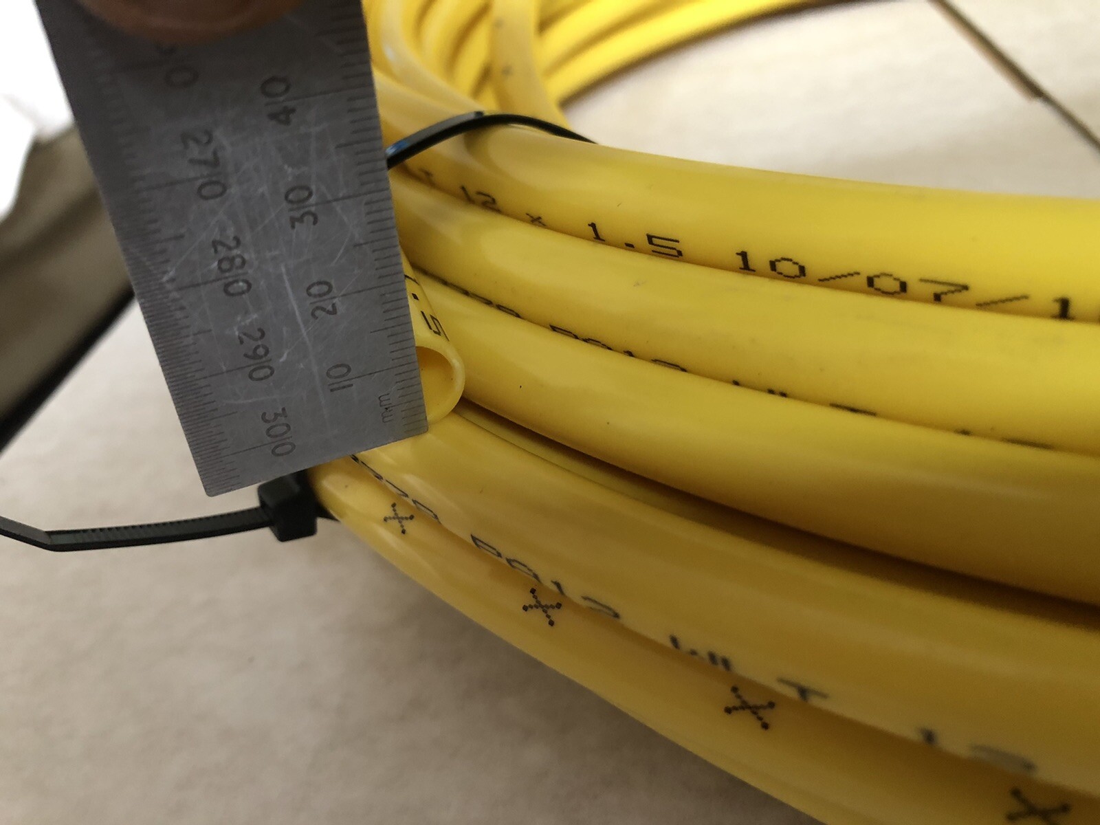 ABC 30m Coil DIN 73378 PA12 WLT 12x1.5 OD12mm ID Yellow Nylon Tube Air ...