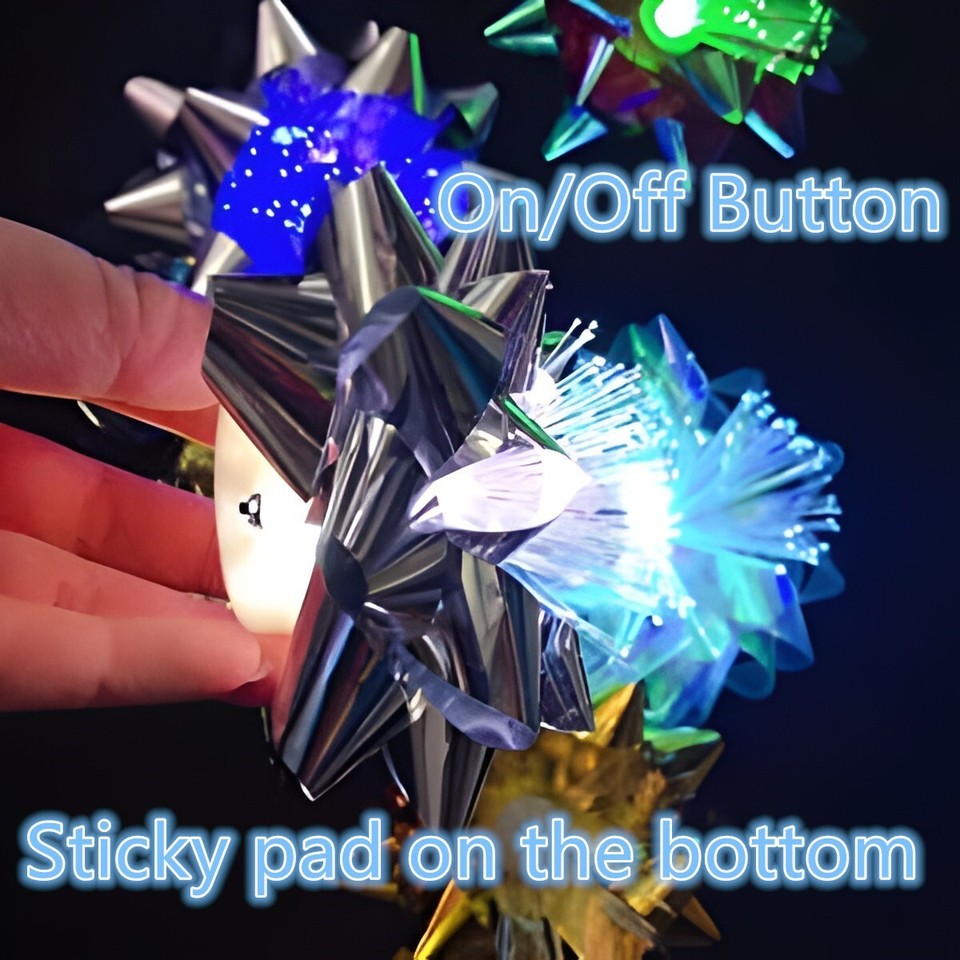 6 Light up Gift Bows Ribbon Glowing Bows LED Flashing Gift Bows Color ...