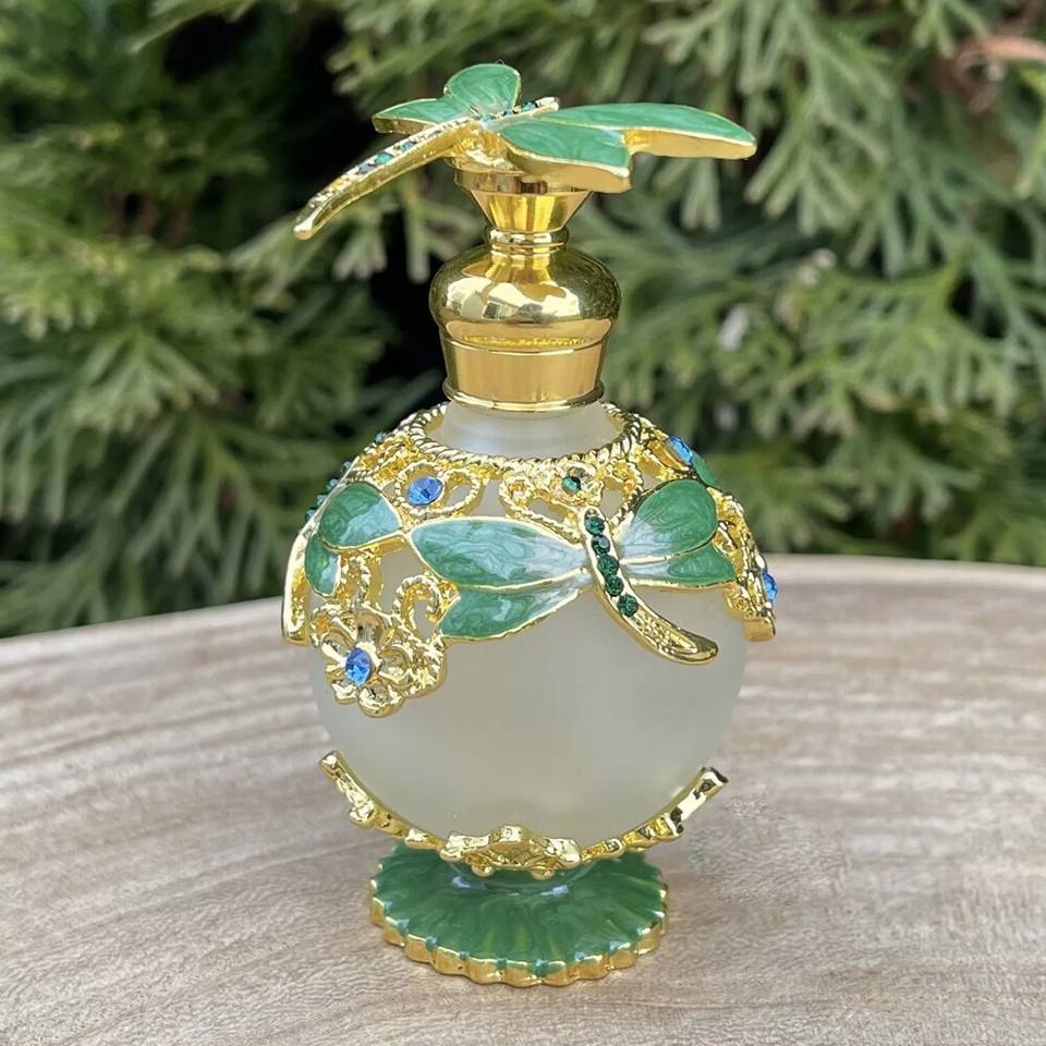 New Dragonfly Vintage-Style Perfume Bottle 25mL In Emerald Green | eBay
