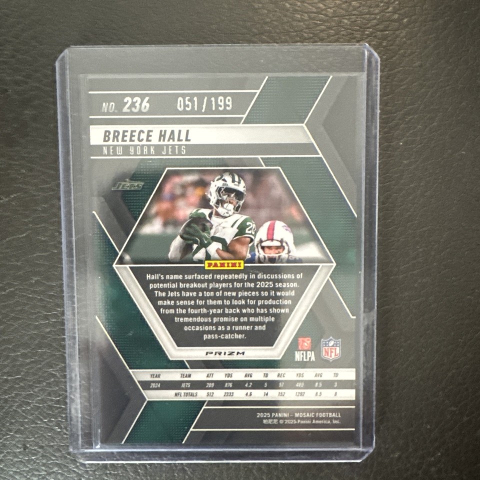 2025 Mosaic Football Breece Hall Orange Mosaic Prizm /199 Jets | eBay