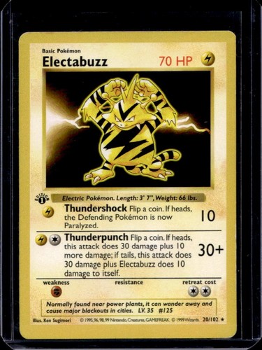 1999 Pokemon Set 1st Edition Electabuzz Shadowless #20/102 | eBay