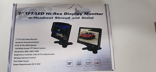 7" TFT/LED Hi-res Display Monitor w/ Headrest Shroud And Stand SEE ...