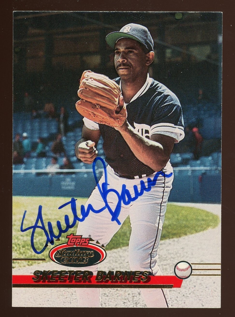 1993 Topps Stadium Club SKEETER BARNES Signed Card autograph AUTO ...