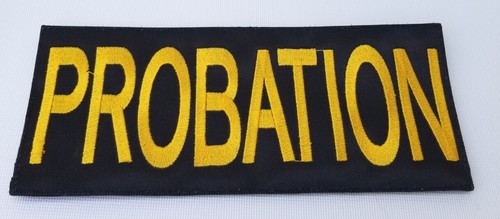 PROBATION Embroidered Back Patch 4x10 Hook Gold Letters On Black Nylon ...