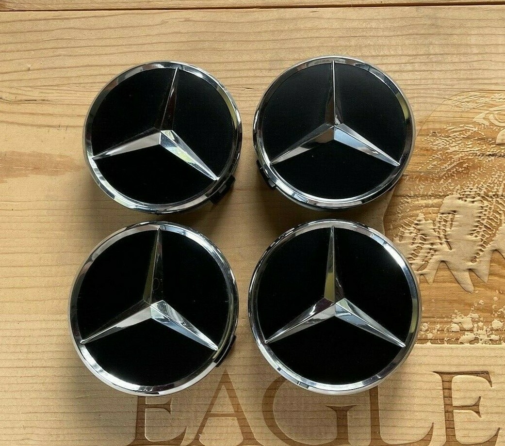 Satin Matte Black Mercedes-Benz OEM Factory Wheel Center Caps ...
