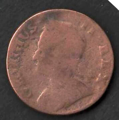 UNITED KINGDOM 1730-54 ? George II Good Copper Smooth Roun Coin 1/2 ...