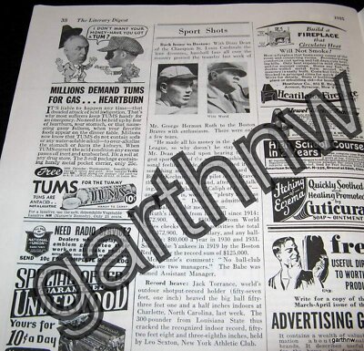 BABE RUTH 1935 TRADE TO BOSTON BRAVES FROM NEW YORK YANKEES PHOTO ...