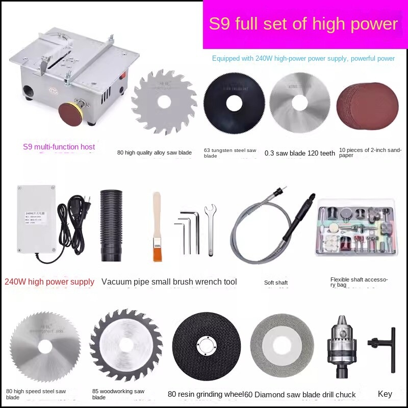 S9 Multi-functional Micro Table Saw Mini Small Table Saw DIY Benchtop ...