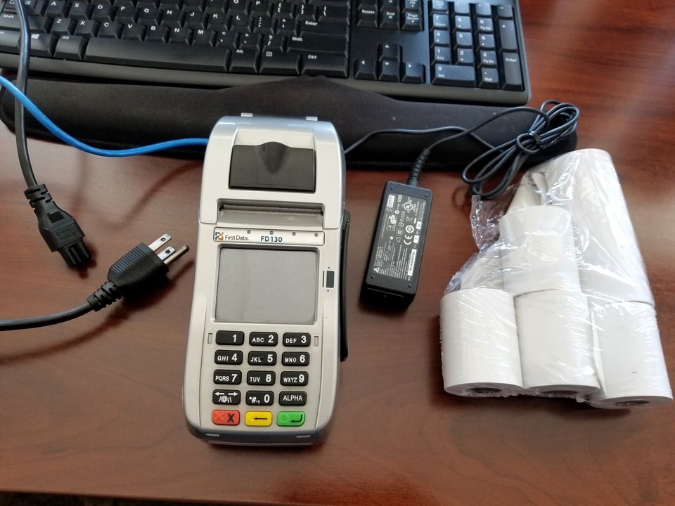 First Data FD130 Credit Card Terminal with Cables and Adapter | eBay