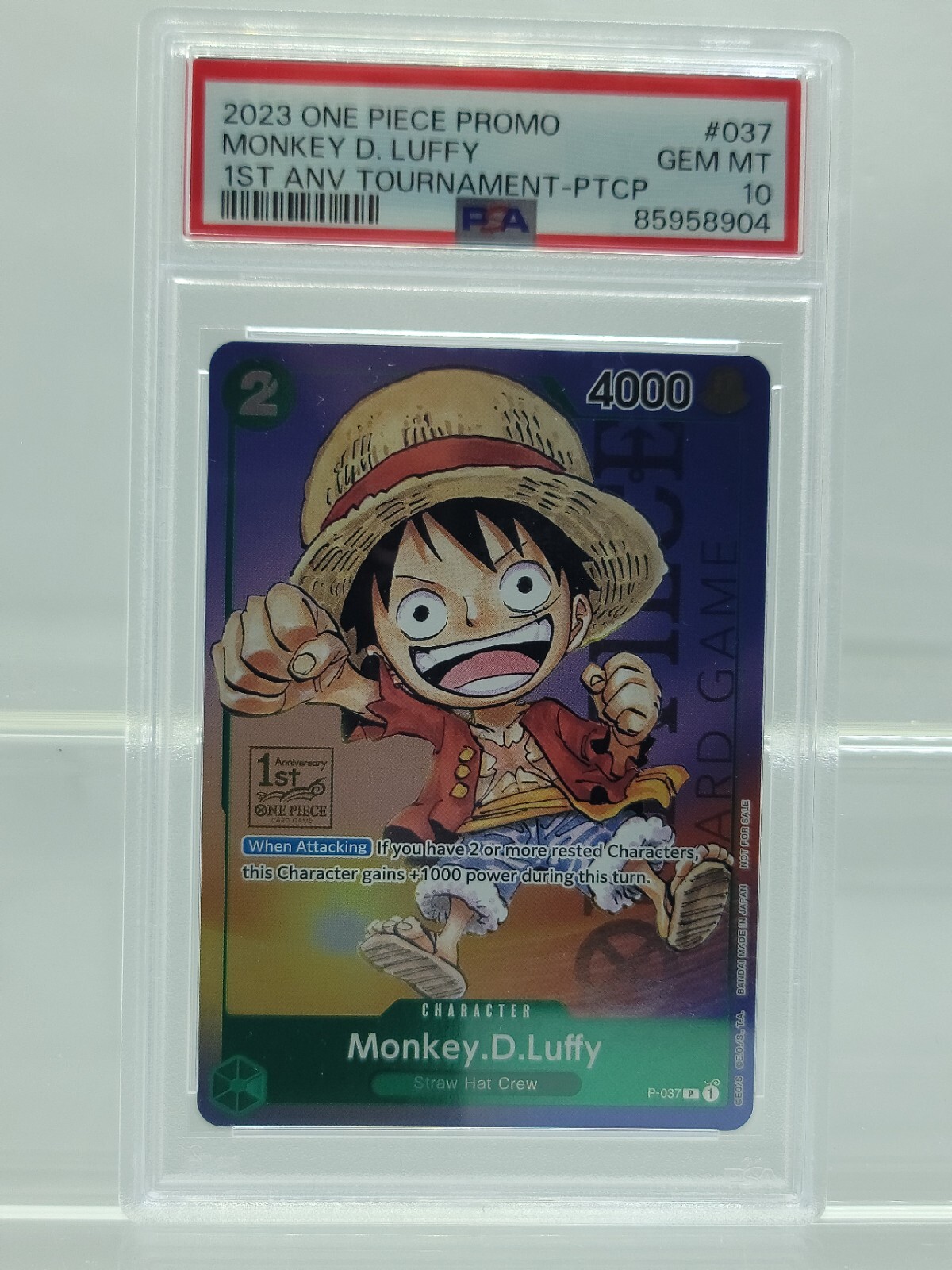 Monkey D. Luffy P-037 - One Piece English 1st Anniversary Tournament PSA 10 | eBay