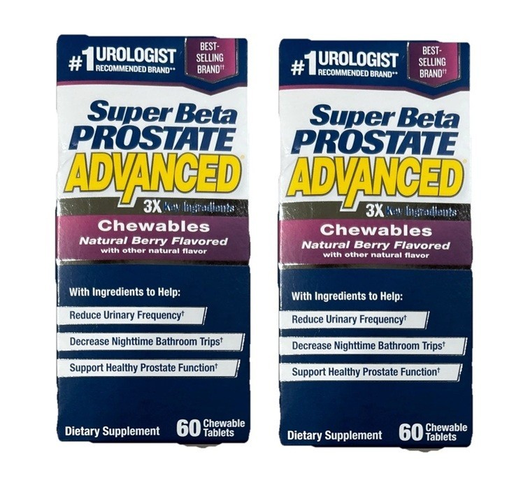 2x Super Beta Prostate Advanced Natural Berry Chewables 120 Tablets Exp ...